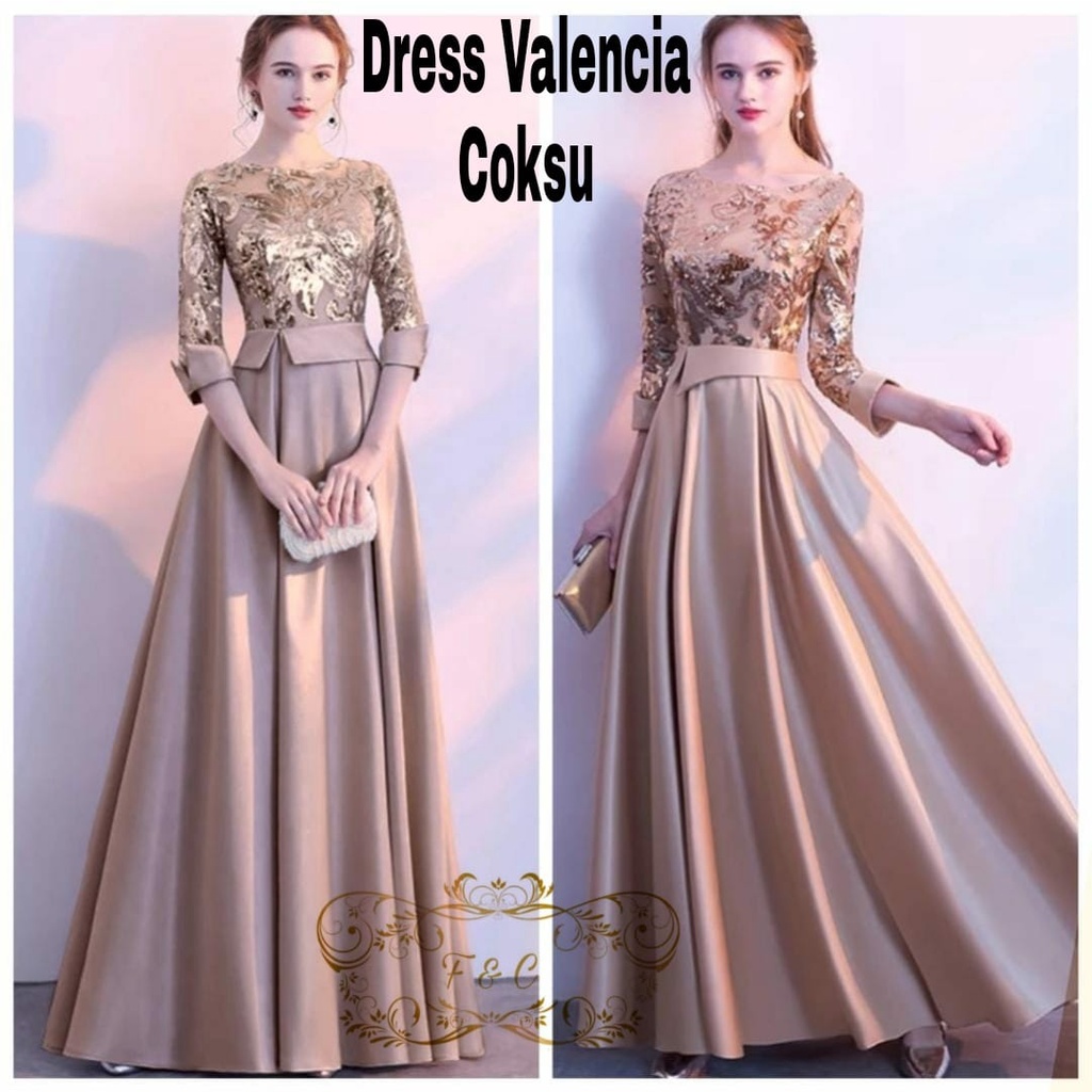 Jual Maxi Valencia M, L, & XL Bisa COD, Long Dress, Maxi brukat, Dress ...