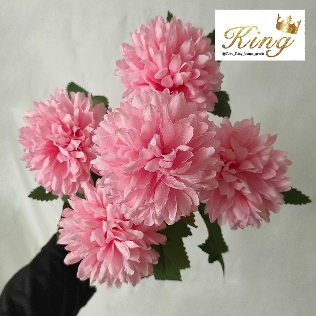Jual Artificial Flower Pompom Mum 5 Head Bunga Palsu Plastik Buatan ...