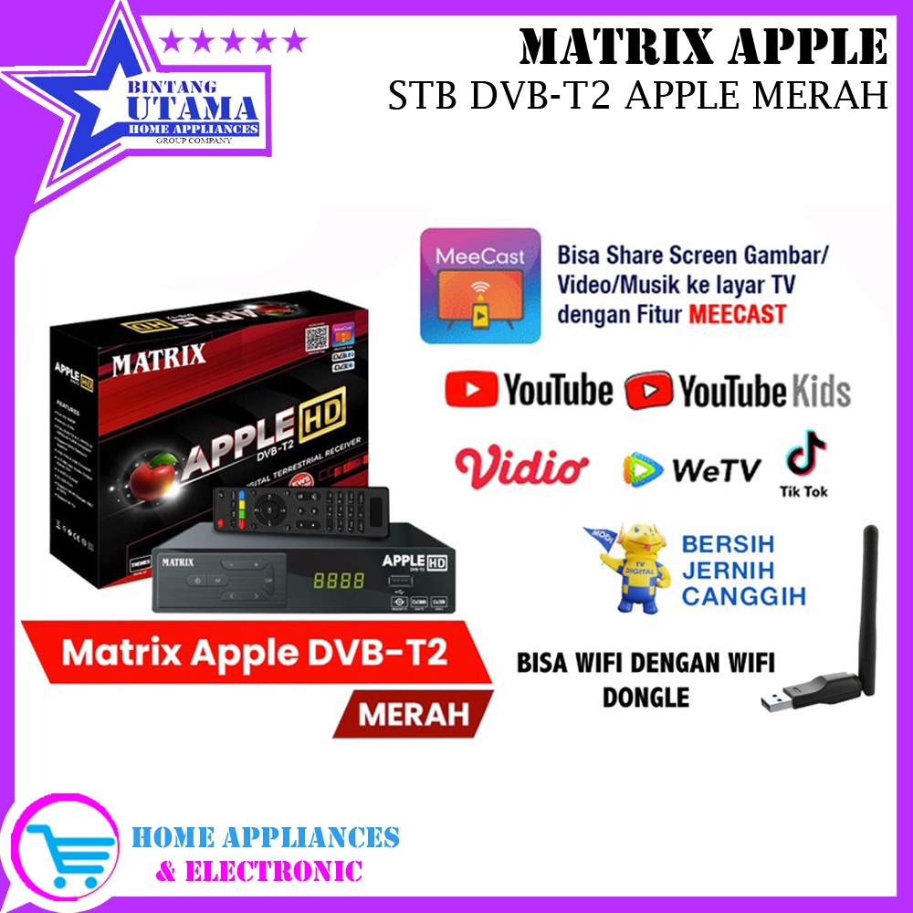 Jual (COD) DVB T2 Set Top Box MATRIX MERAH / STB MATRIX / MATRIX Set ...