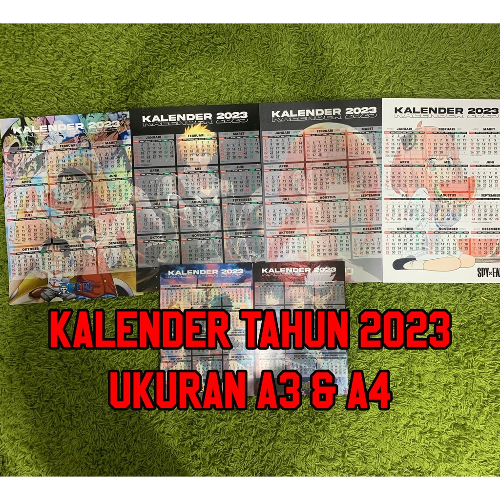 Jual Kalender Tahun 2023 Tema Anime ukuran A3 A4 | Shopee Indonesia