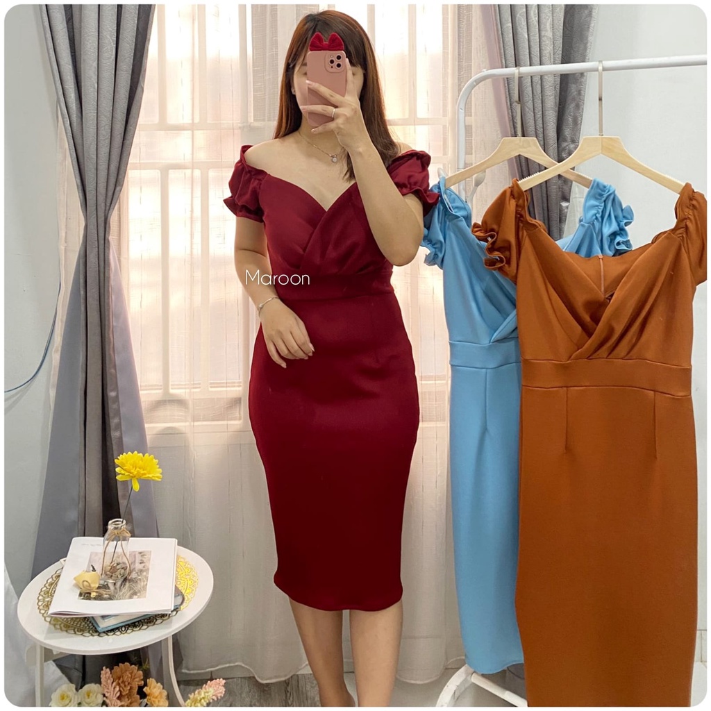 Jual GLIVEO (COD) - DRESS SPAN SABRI CURLY SCUBA PREMIUM / GAUN PESTA ...