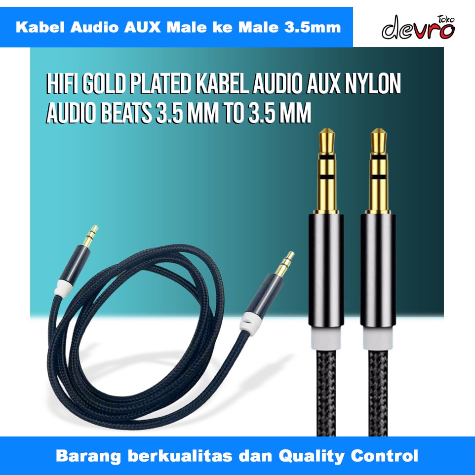 Jual Kabel Aux 3.5 mm to 3.5 mm - Kabel Jack Male ke Male - TRS - HiFi Gold Plated Nylon ...