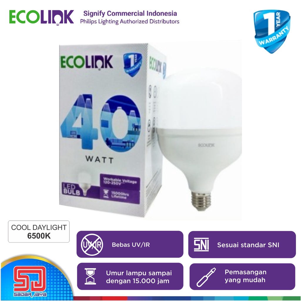 Jual ECOLINK Lampu 40W LED Capsule 40Watt Bulb Bohlam 40 Watt - 6500K ...