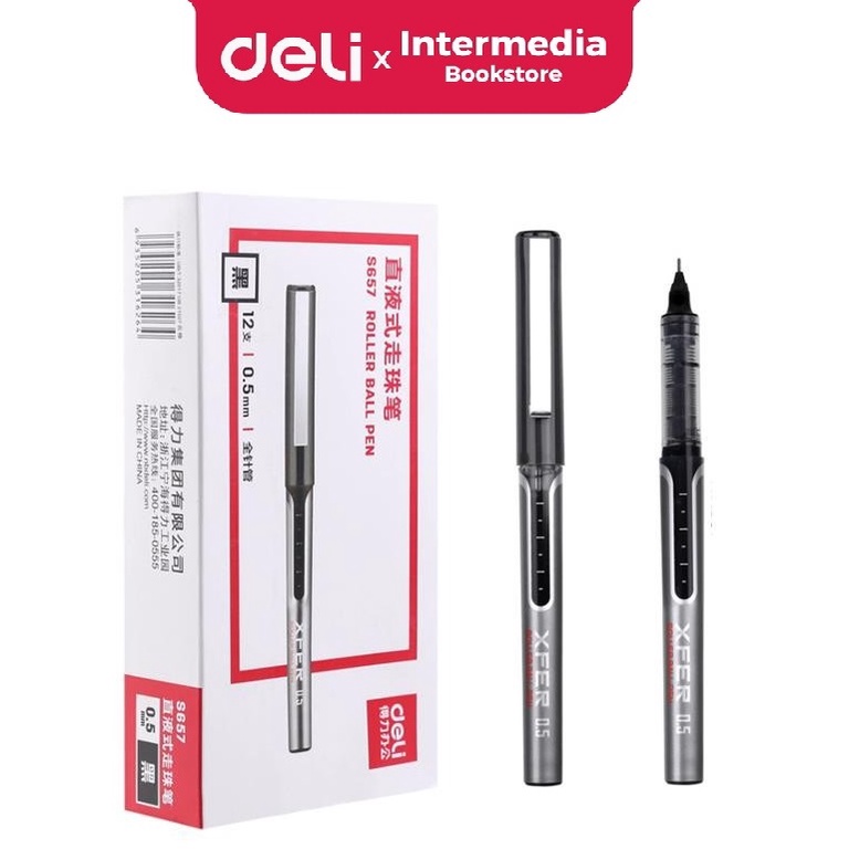 Jual Deli S657 Pulpen Roller Ball Pen 0.5mm Tinta Hitam | Shopee Indonesia