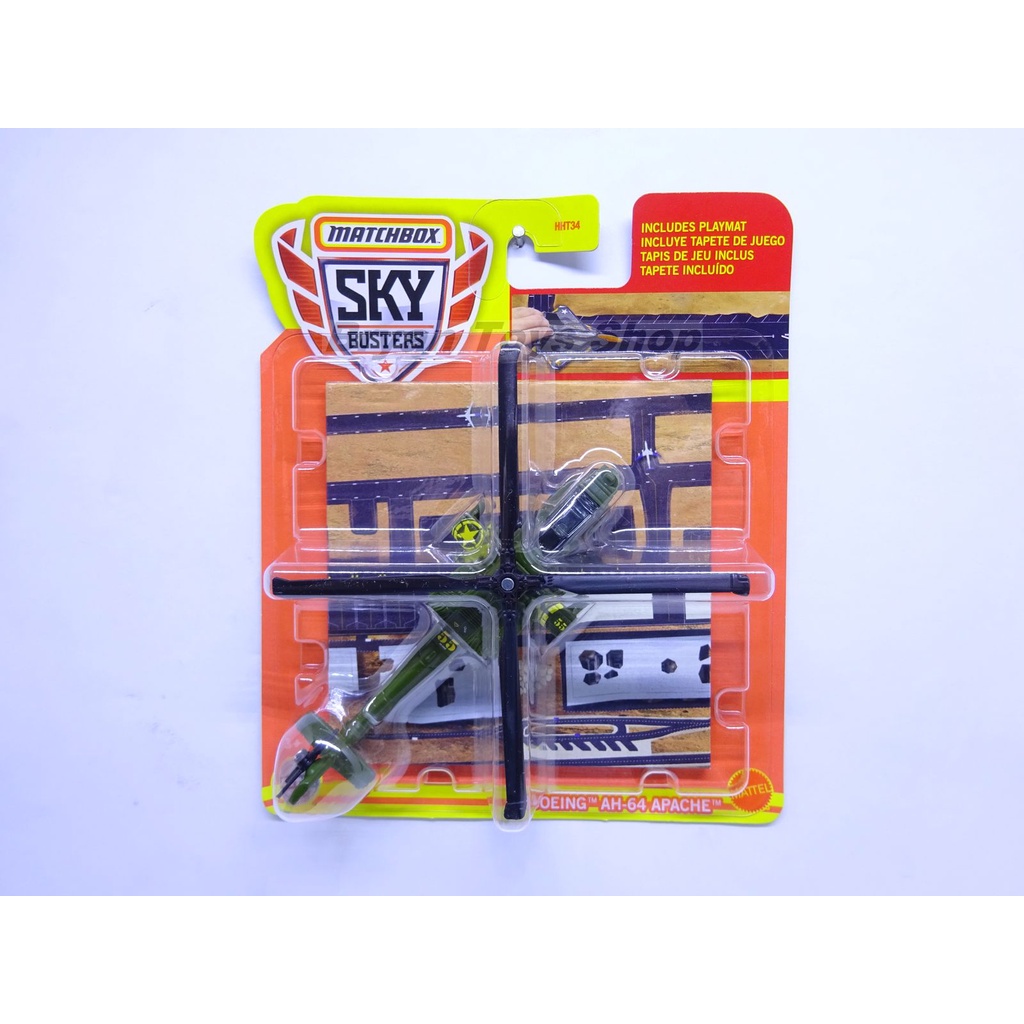 Jual Matchbox Sky Busters Boeing AH-64 Apache Hijau Pesawat | Shopee ...