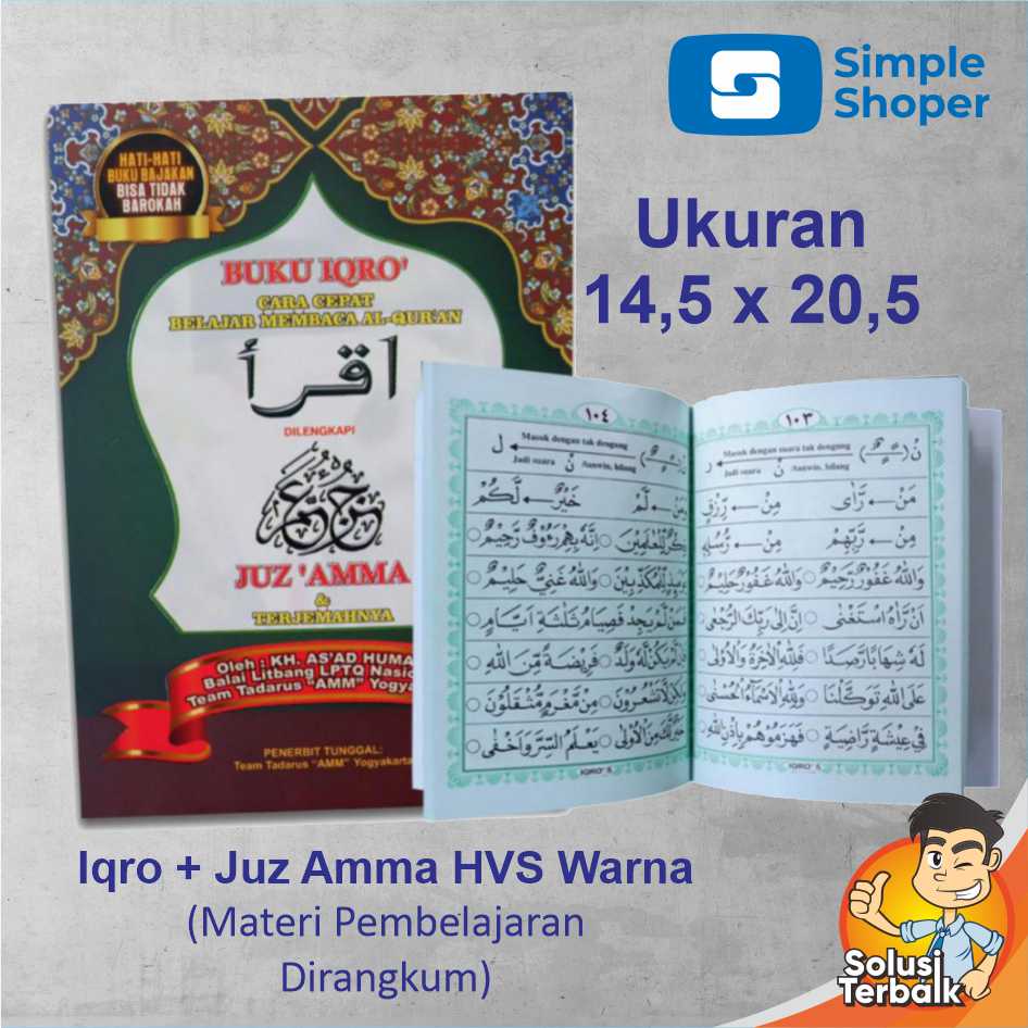 Jual Buku Iqro - Buku Iqro & Juz Amma (HVS putih / HVS Warna) - Buku ...