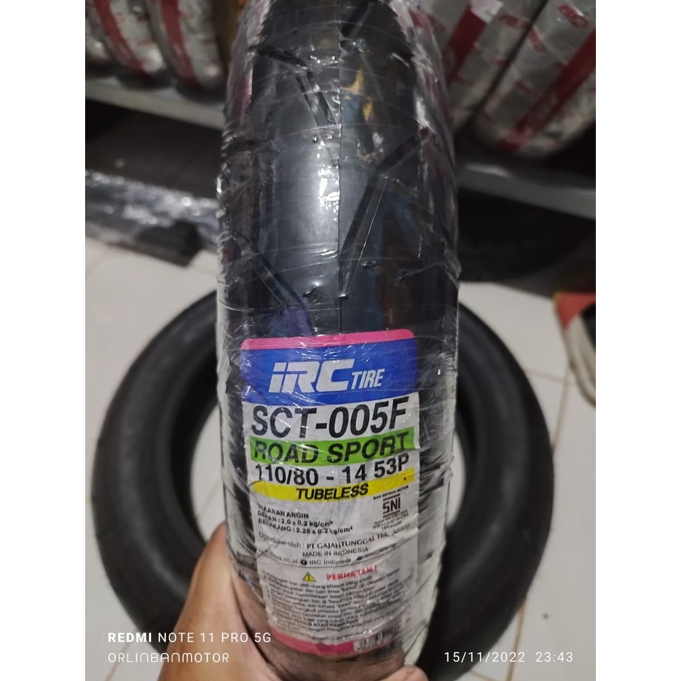 Jual BAN IRC SCT-005F 110/80-14 Tubles/Ban Depan Original IRC Aerox/Ban ...