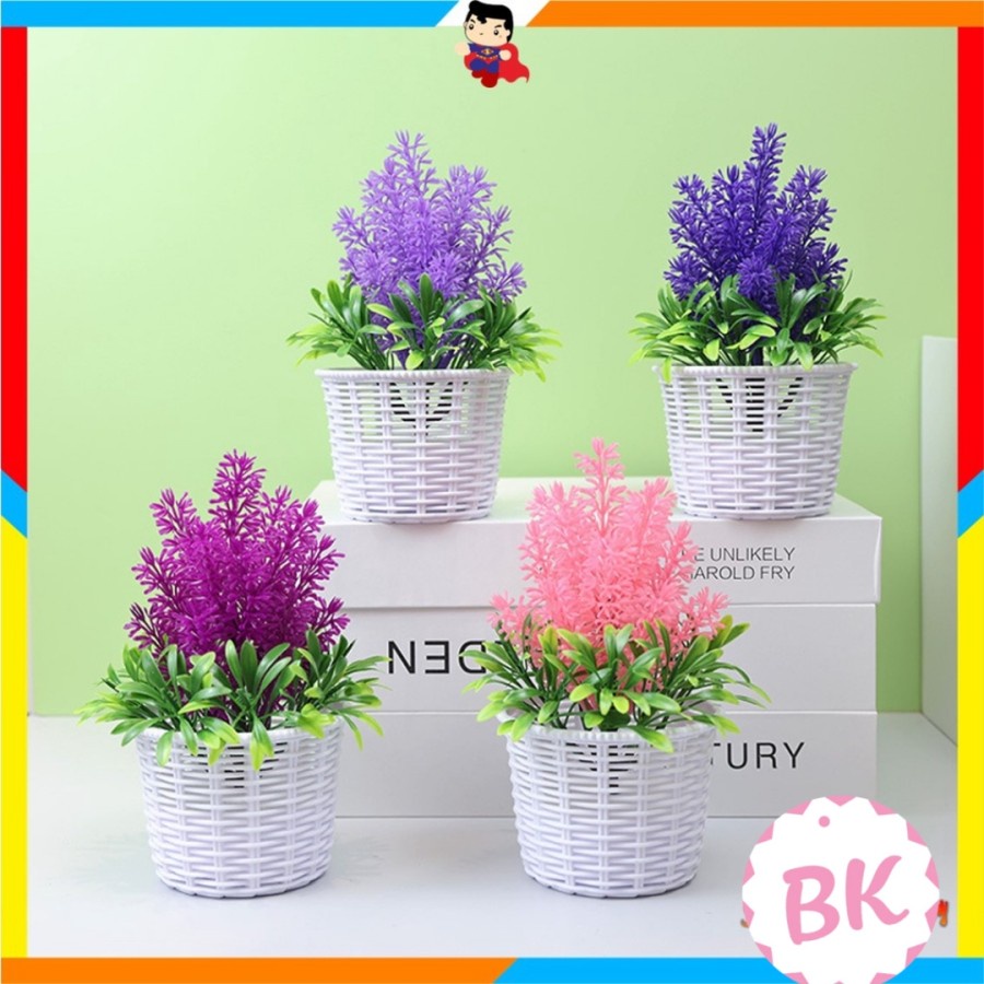 Jual bunga lavender artificial plastik tanaman bunga pot tumbuhan ...