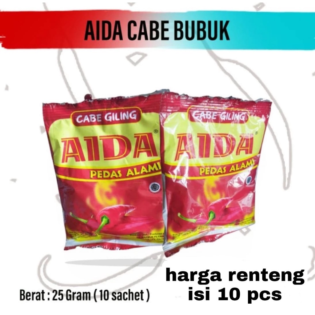 Jual Cabe Cabai Aida Sachet Renceng Renteng 25 gr x10 | Shopee Indonesia