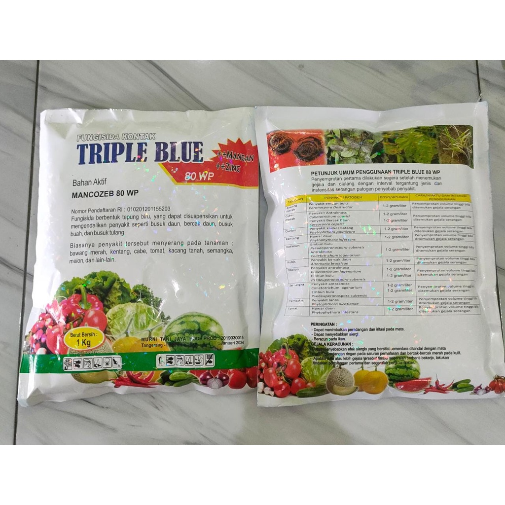 Jual Triple Blue 1kg-fungisida kontak mancozeb biru + mangan + zinc ...
