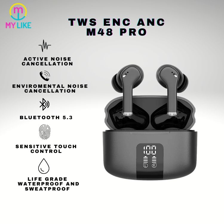 Jual TWS ENC ANC M48 PRO / Wireless Bluetooth Earbuds / Earphones ...