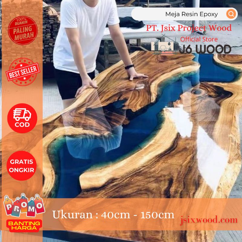 Jual Meja Resin Epoxy Solid Wood Premium Luxury Table Dining Table Meja ...