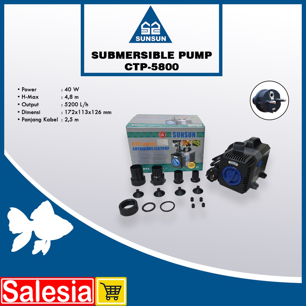 Jual POMPA AIR SUNSUN CTP 5800 SUBMERSIBLE WATER PUMP KOLAM AQUARIUM ...