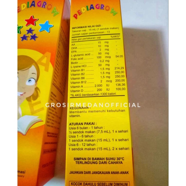 Jual PEDIAGROW SIRUP VITAMIN ANAK - AGAR LEBIH CERDAS DAN TUMBUH TINGGI ...