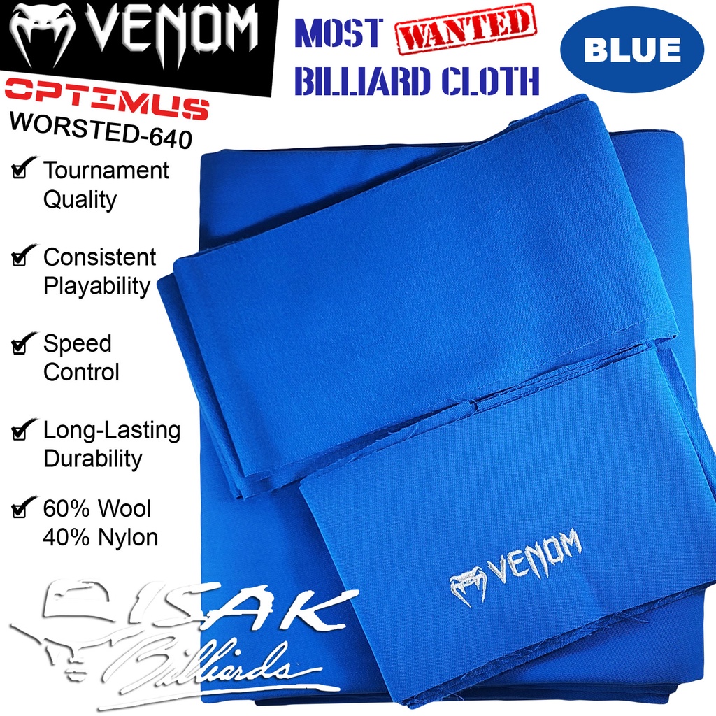 Jual Venom Optimus W-640 Billiard Cloth 9ft - Electric Blue Worsted ...