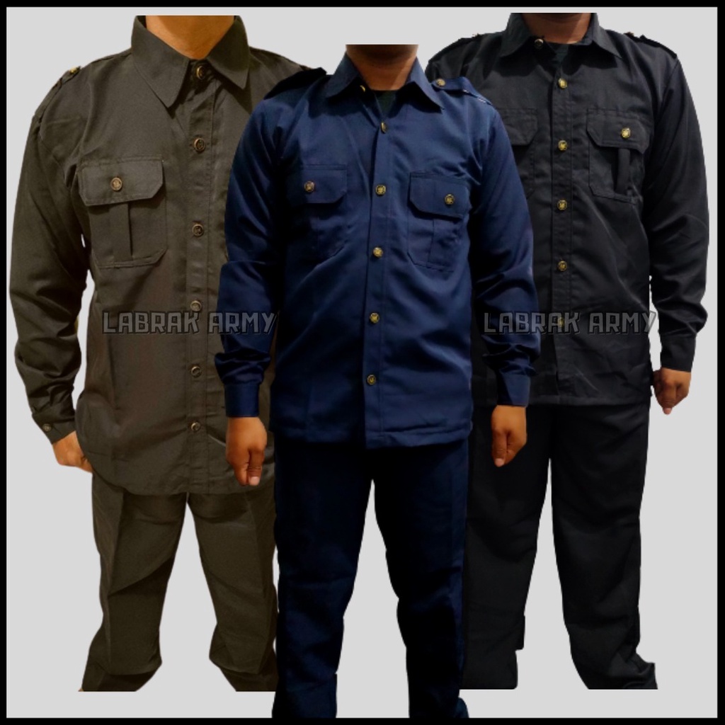 Jual SERAGAM SAFARY PANJANG COKLAT HITAM NEVY MURAH SERAGAM SECURITY ...