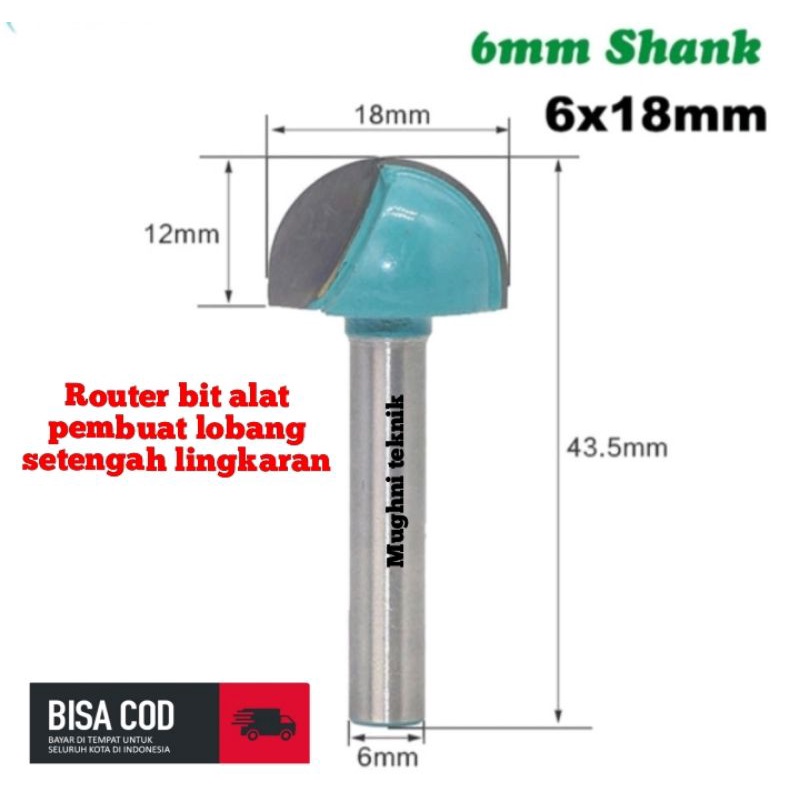 Jual Router BITS ROTER bit 6x18 alat pembuat lobang setengah lingkaran ...