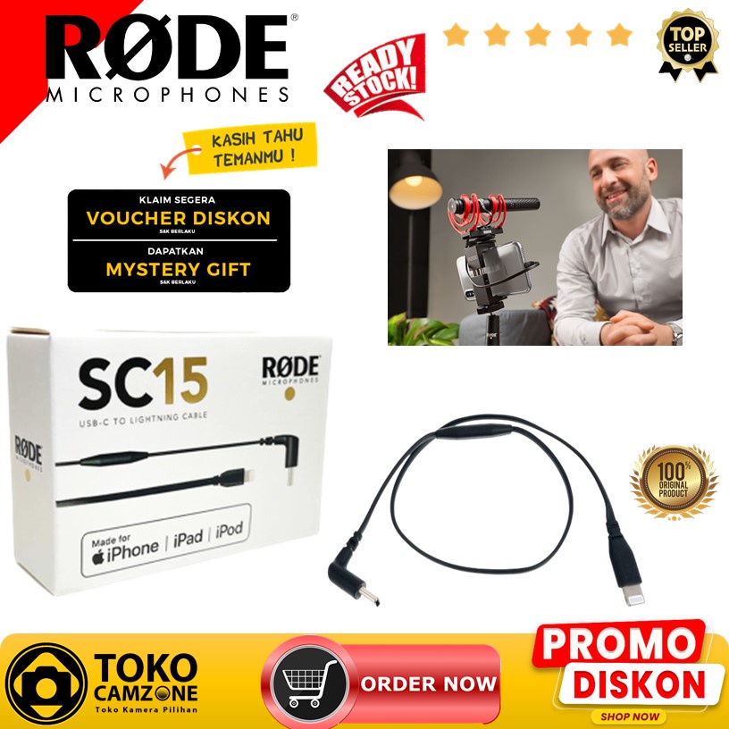 Jual Rode SC15 Lightning USB Type-C to Lightning Accessory Cable (11.8 ...