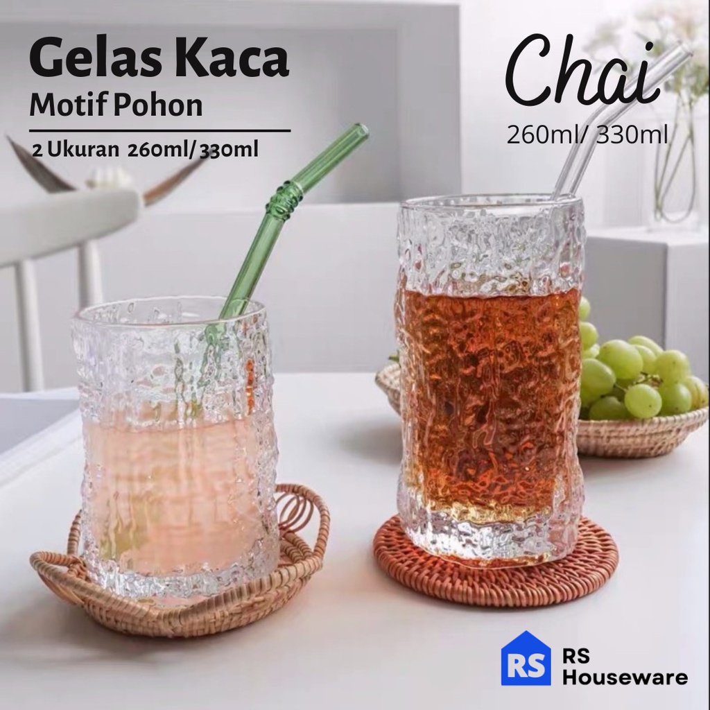 Jual [RS] CHAI Tree Pattern Glass Gelas Kaca Motif Pohon Gelas Estetik Korea Gelas Kopi Teh ...