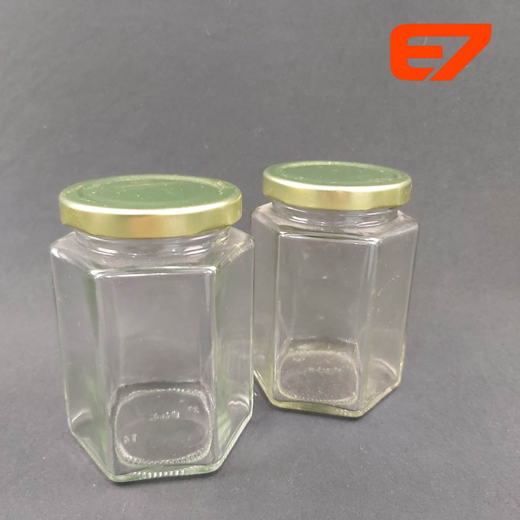 Jual Toples Kaca Jar Beling Hexagonal +Tutup seng Botol Bumbu 320ml ...