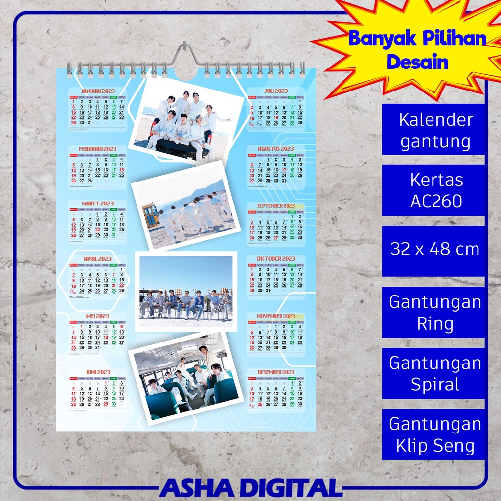 Jual Kalender Dinding Karakter Custom | Calendar Foto Liburan dan ...