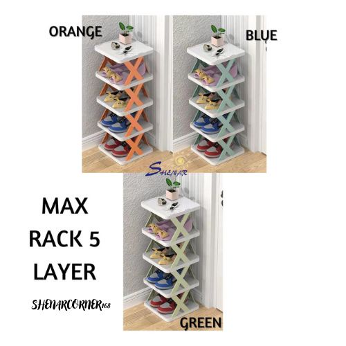 Jual RAK SEPATU PLASTIK 5 SUSUN PORTABLE / RAK SEPATU 3 SUSUN / RAK ...