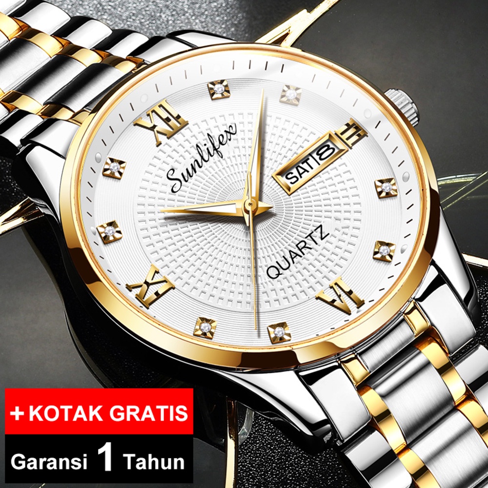 Jual Sunlifex Jam Tangan Pria Original Kuarsa Tali Stainless Steel ...