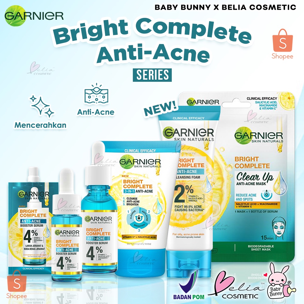 Jual BELIA Garnier Bright Complete Anti Acne Series | Clear Up | Serum ...