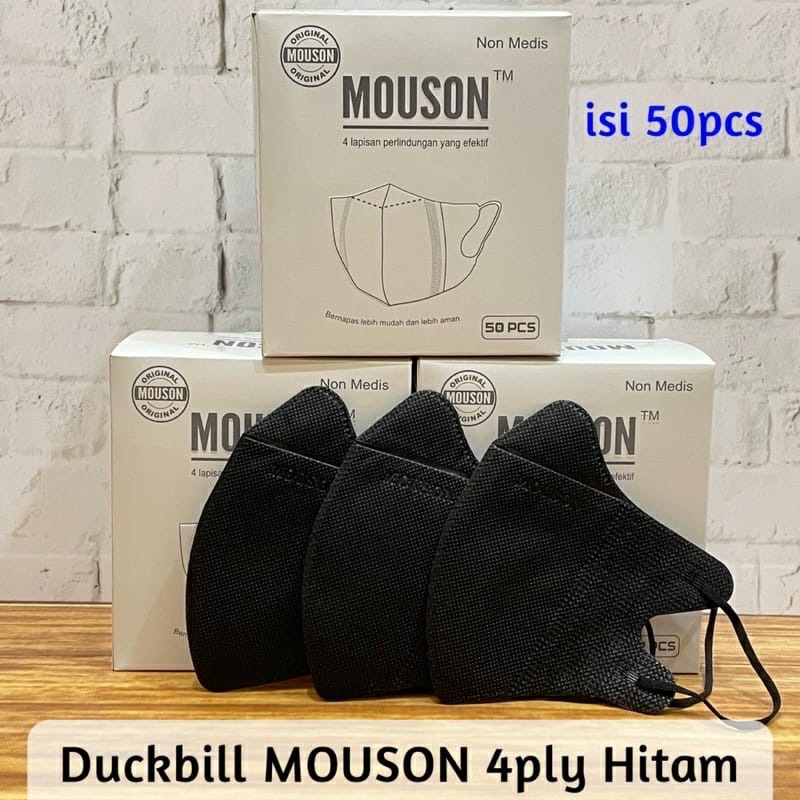 Jual MASKER MOUSON 4PLY HITAM (ISI 50 PLY) | Shopee Indonesia
