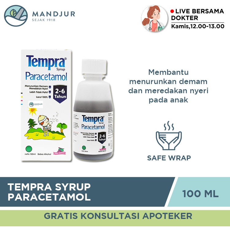 Jual Tempra Syrup 100 mL - Pereda Demam dan Nyeri Khusus Anak-anak ...