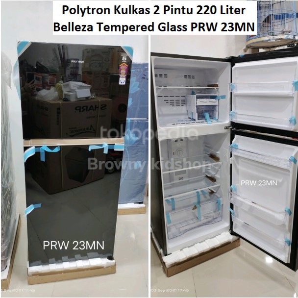 Jual Polytron Kulkas 2 Pintu 220L Belleza Jumbo Tempered Glass PRW 23MNX 23MN | Shopee Indonesia