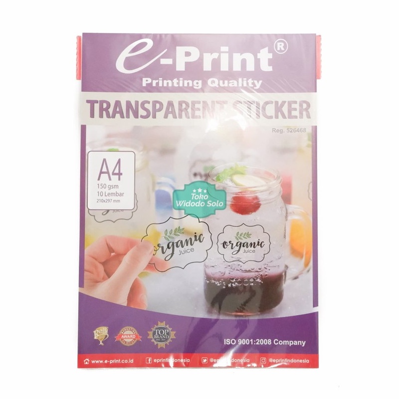 Jual Stiker Foto Putih ePrint Transparent Sticker A4 150gsm Printer ...