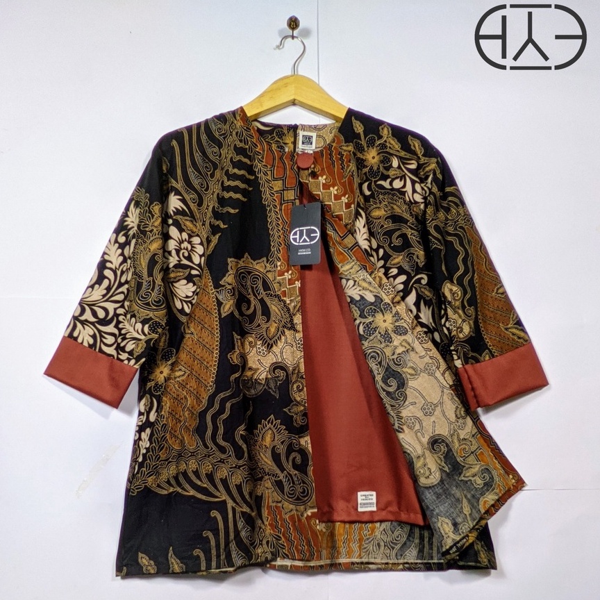 Jual Atasan Blouse Batik Wanita Retro Vintage Kekinian Lengan 3/4 Katun ...