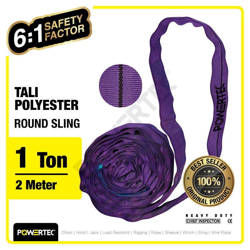 Jual POWERTEC Round Sling / Roundsling 1 Ton x 2 Meter Double Jacket ...