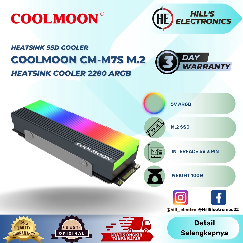 Jual Coolmoon CM-M7S M.2 Argb Ssd Heatsink Cooler 2280 Argb | Shopee ...