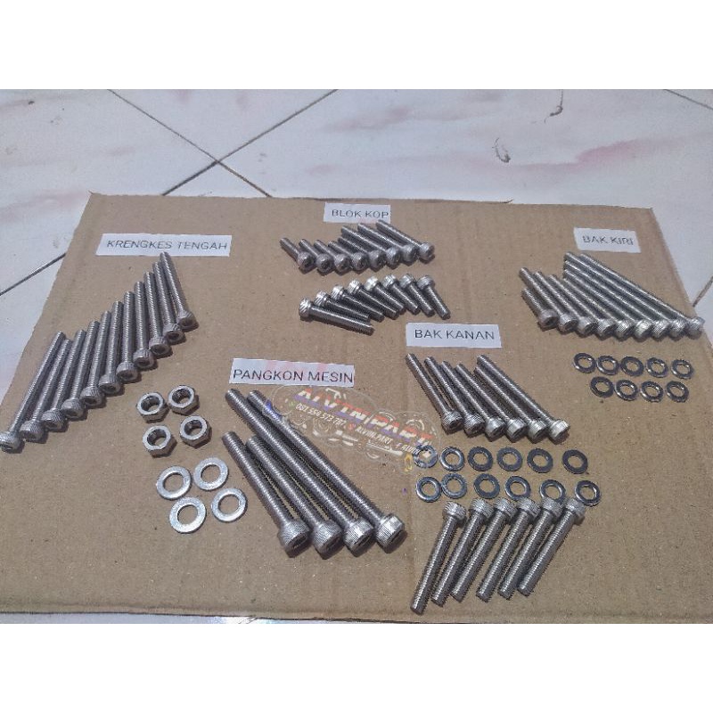 Jual BAUT MESIN L STAINLESS STENLIS FULL SET MESIN TIGER CB GL MEGAPRO TIREV TIGER REVO THE A2 ...