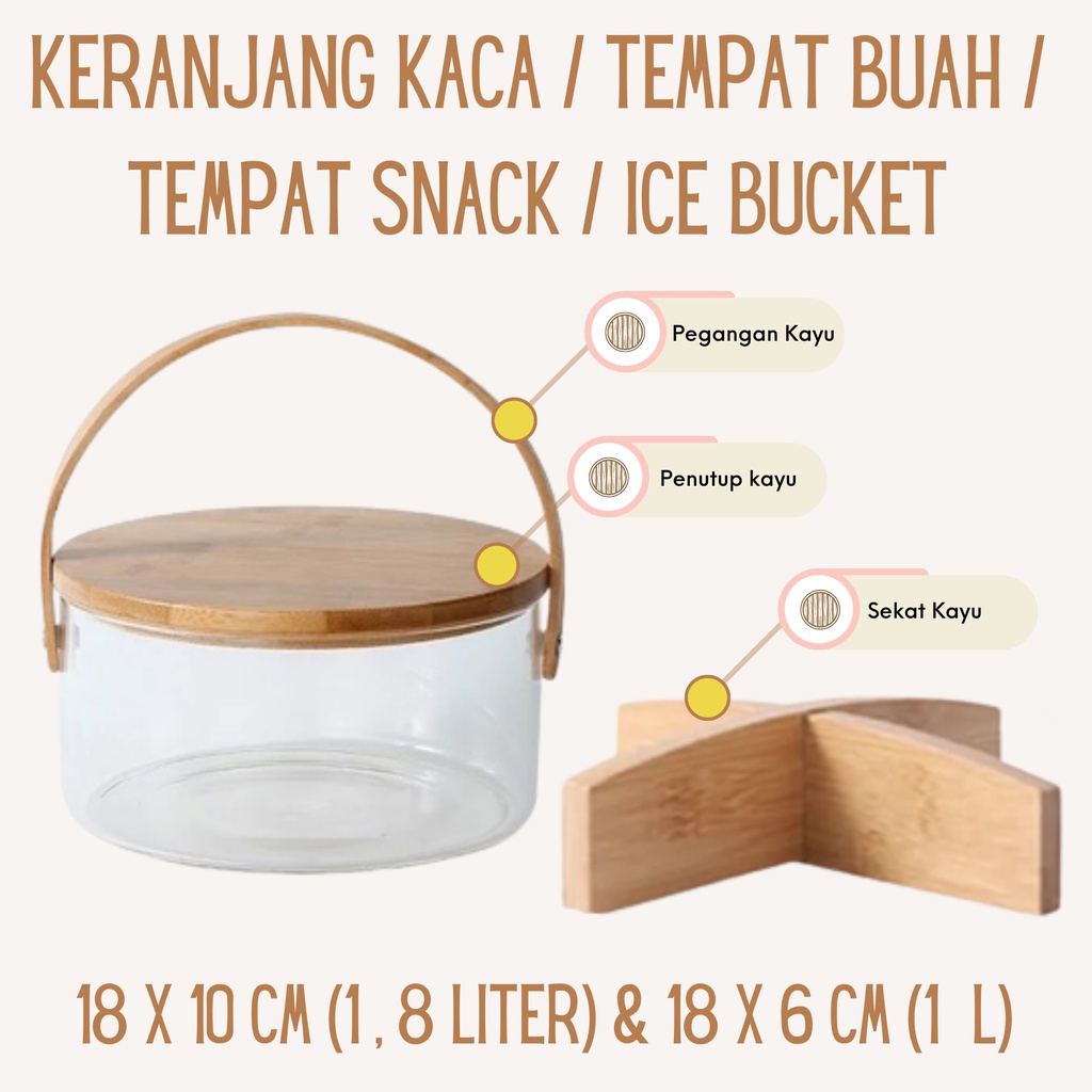 Jual Ice Bucket Transparan / Fruit Basket / Keranjang Buah Kaca Sekat ...