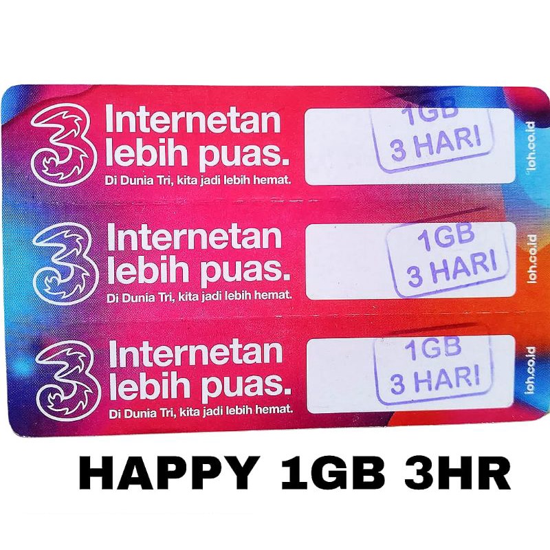 Jual VOUCHER TRI HAPPY 1GB 3H | Shopee Indonesia