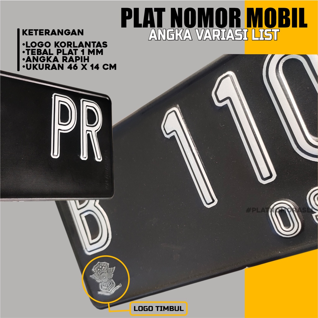 Jual plat nomor mobil hitam angka variasi Lis pinggir asli logo ...