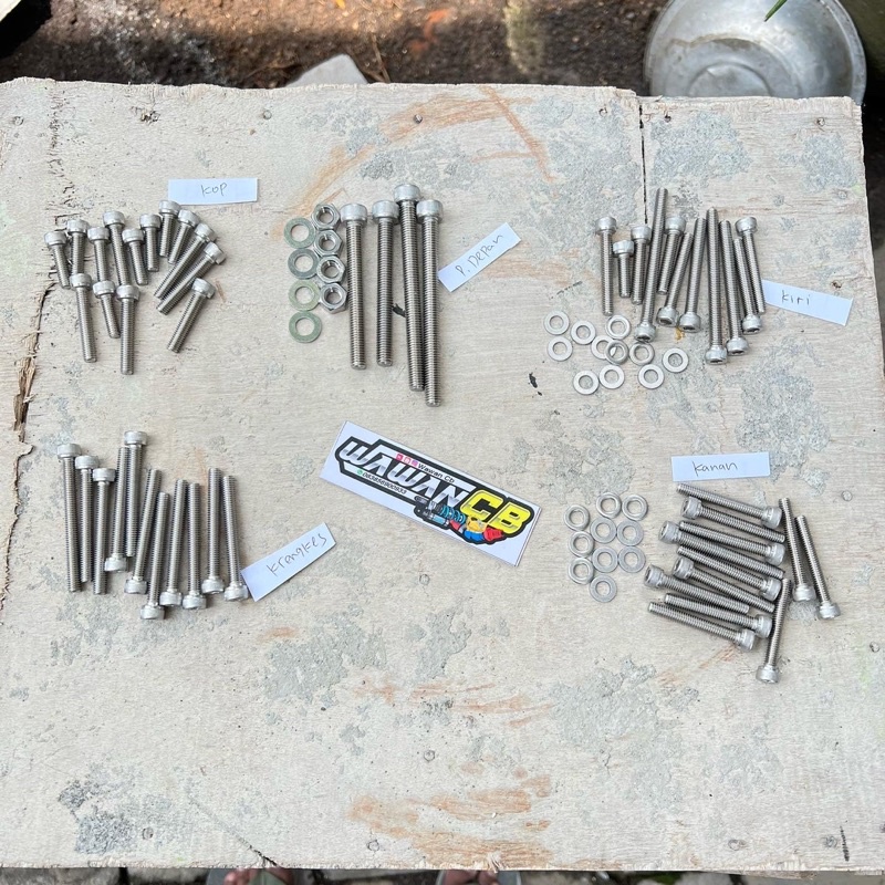 Jual Baut L stenlis Tiger stainless full mesin set Cb GL MP Tiger baut L Pangkon mesin stainless ...