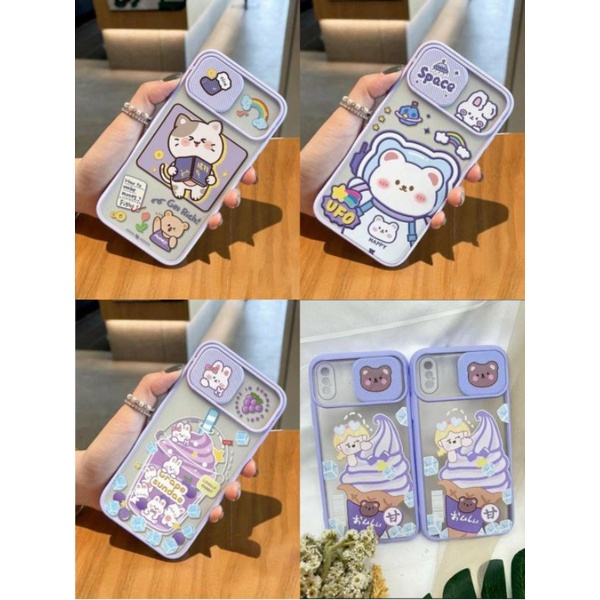 Jual Slide Camera Action Purple Bear Boba IceCream Casing HP Hardcase ...