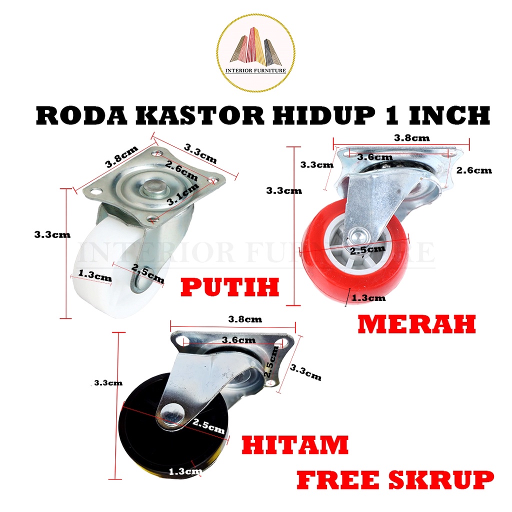 Jual Roda Kastor Plate Pvc Nylon / Roda Troly Etalase 1 inch MATI ...