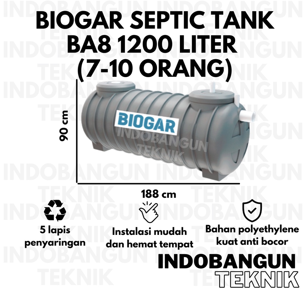Jual Bio Septic Tank Biogar BA8 1200 Liter (7-10 Orang) Septictank ...
