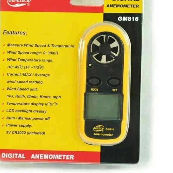 Jual Digital Anemometer Pengukur kecepatan angin thermometer anemo ...