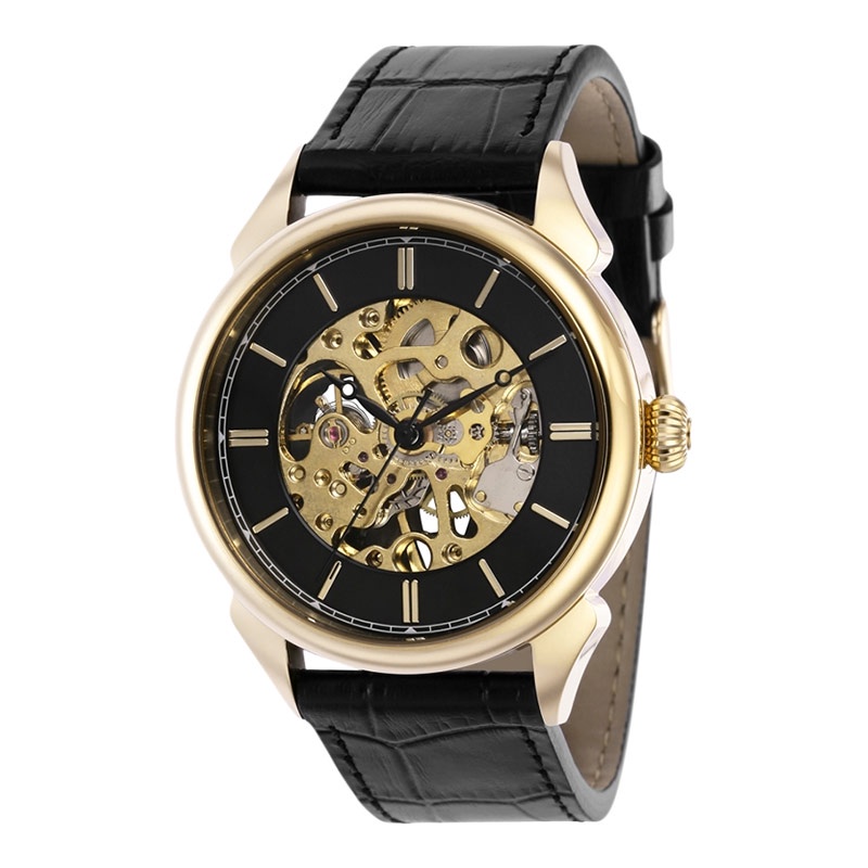 Jual Jam Tangan Pria INVICTA Vintage 38173 Black Gold Skeleton Dial ...