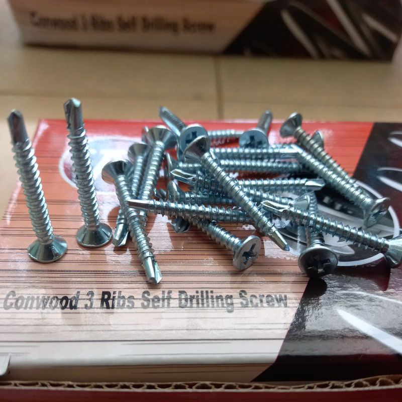 Jual 800pcs driling screw / skrup flat head conwood 3ribs merk W | Shopee Indonesia
