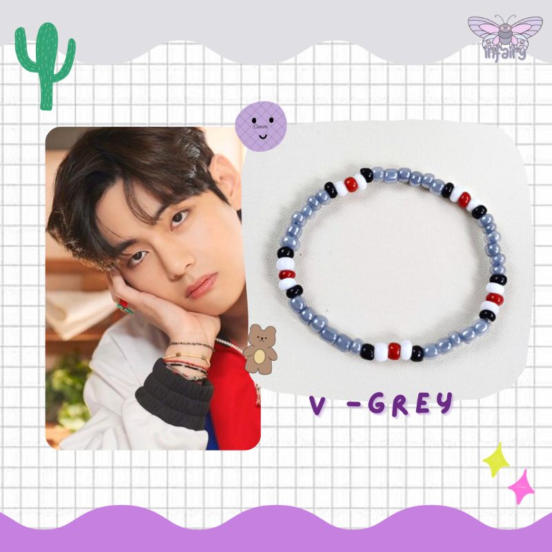 Jual KPOP BTS Bracelet handmade / gelang manik / gelang monte V ...