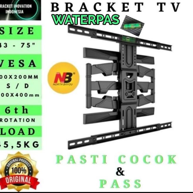 Jual North Bayou NB P6 Bracket TV 50 55 60 65 70 75 Inch Full Motion 6 Arms | Shopee Indonesia