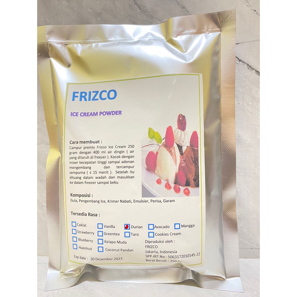 Jual FRIZCO ICE CREAM POWDER 250gr/TEPUNG INSTAN ES KRIM | Shopee Indonesia