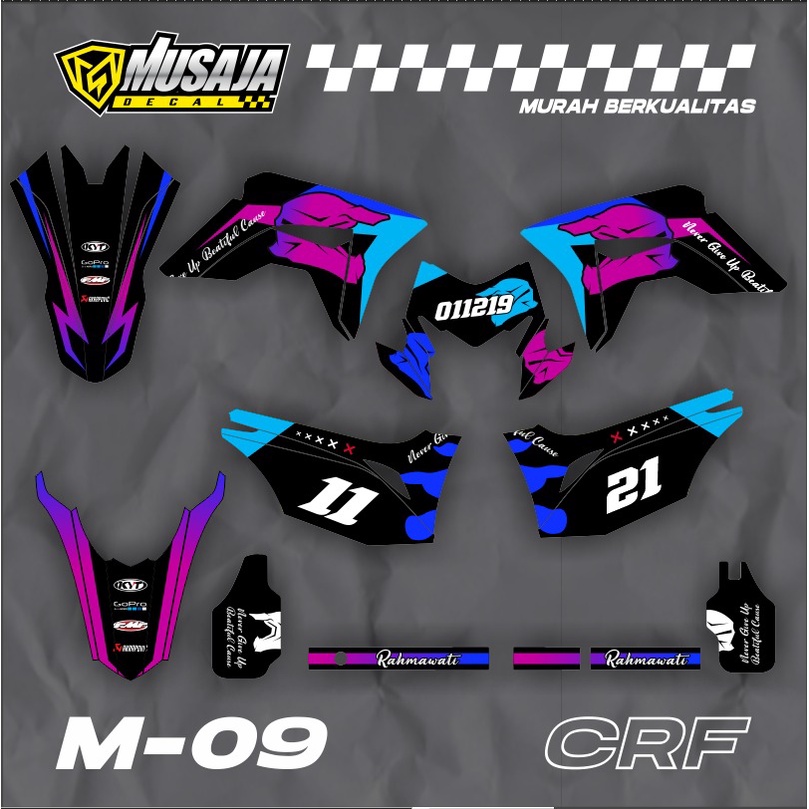 Jual Decal CRF 150L hitam pink biru motif helm full body - Dekal crf ...